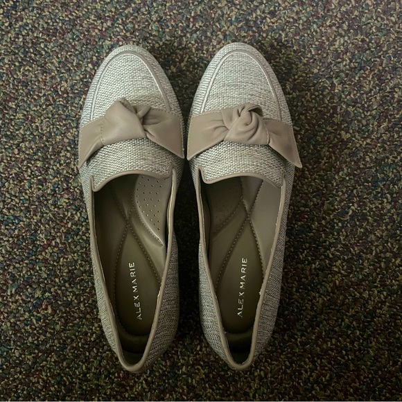 Alex Marie | Shoes | Alex Marie Barsby Gray Woven Canvas Leather Bow ...